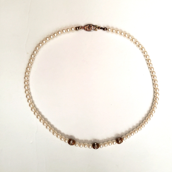 Vintage | Jewelry | Vintage Pearl Rhinestone Necklace | Poshmark